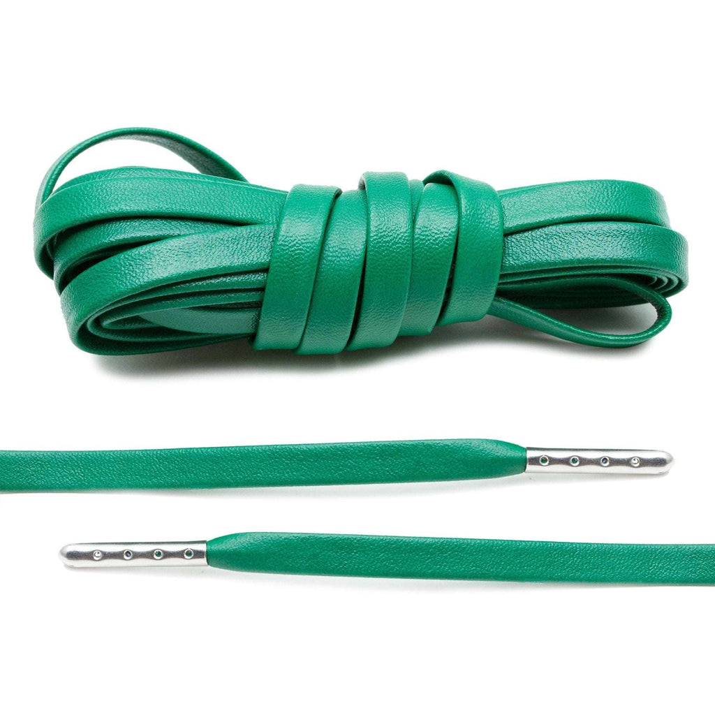 Kelly Green Luxury Leather Laces - Silver Plated | Shoe Laces – Angelus ...