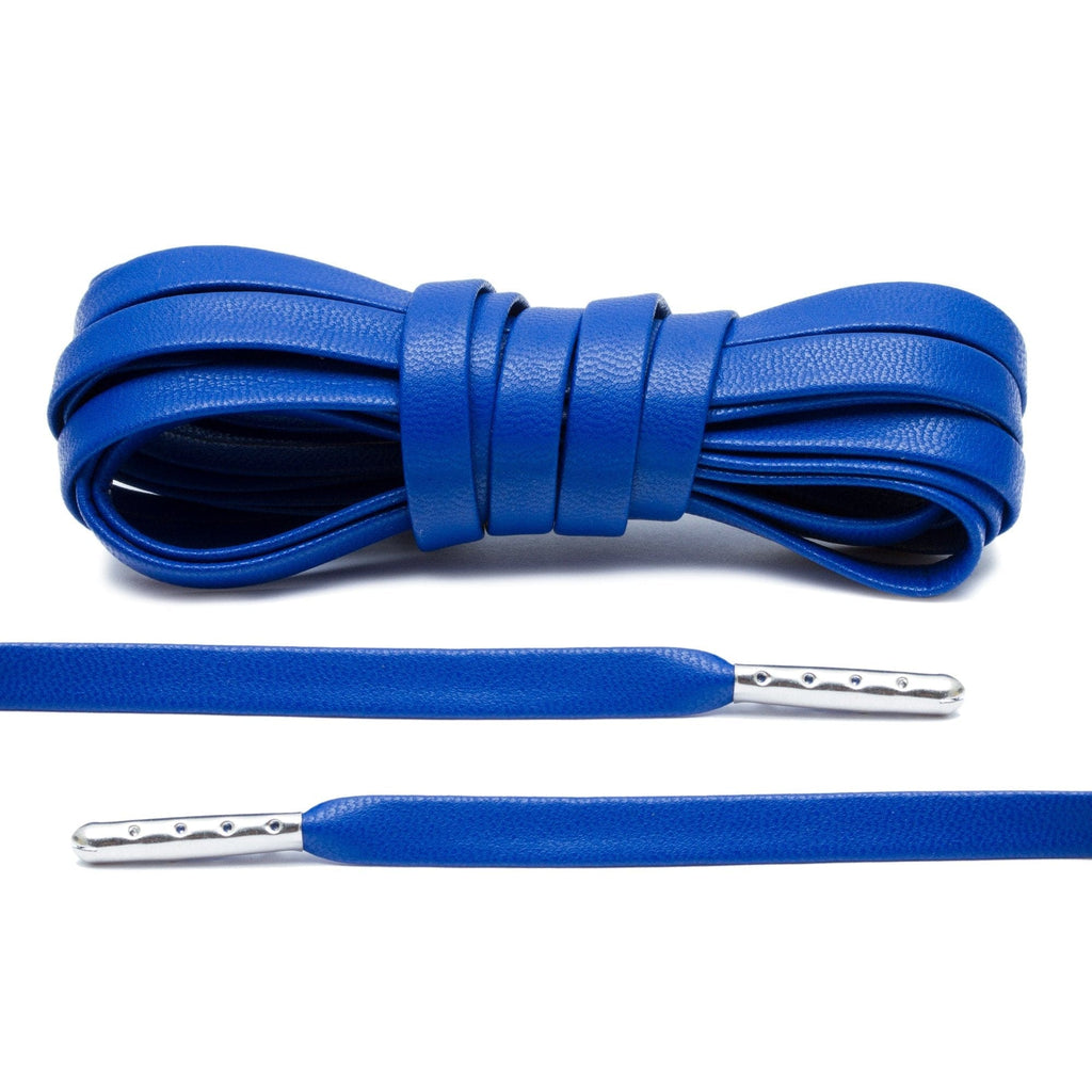 Royal Blue Luxury Leather Laces - Silver Plated | Shoe Laces – Angelus ...